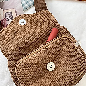 Cute Kawaii Purse Crossbody Bag Girls Kawaii Bear Corduroy Satchel Purse Cute Plush Shoulder Bag Purse Kawaii Bear Print Purse for Teen Girls Women