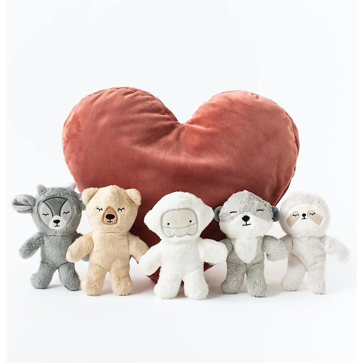 Slumberkins How to Bee Helpful Pillow Set - Includes Heart Pillow, 5 Caring Crew Minis: Honey Bear Mini, Ibex Mini, Otter Mini, Sloth Mini, Yeti Mini and How to Bee Helpful Hardcover Book