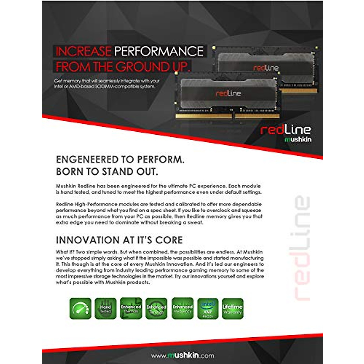 Mushkin Redline Notebook – DDR4 Gaming Laptop DRAM – 32GB (2x16GB) SODIMM Memory Kit – 3200MHz (PC4-25600) CL-16 – 260-pin 1.35V RAM – Dual-Channel – Low-Voltage – (MRA4S320GJJM16GX2)