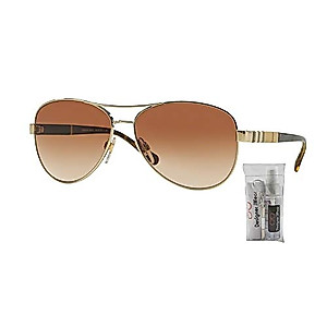 BURBERRY BE3080 114513 59M Light Gold/Brown Gradient Aviator Sunglasses For Women+ BUNDLE with Designer iWear Eyewear Kit
