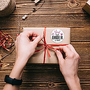 Wailozco Yay Your Order is Here Stickers,Thank You Stickers,Handmade Stickers,Small Shop Stickers,Envelopes Stickers for Small Business, Online Retailers,Handmade Goods,500 Labels Per Roll
