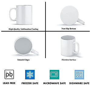Holywarm Sublimation Mugs, White Coffee Mugs 11oz Sublimation Coffee Mugs AAA Coating Ceramic Mugs with Large Handle, Sublimation Blanks White Mugs Coffee Mug Set with Gift Boxes (6)