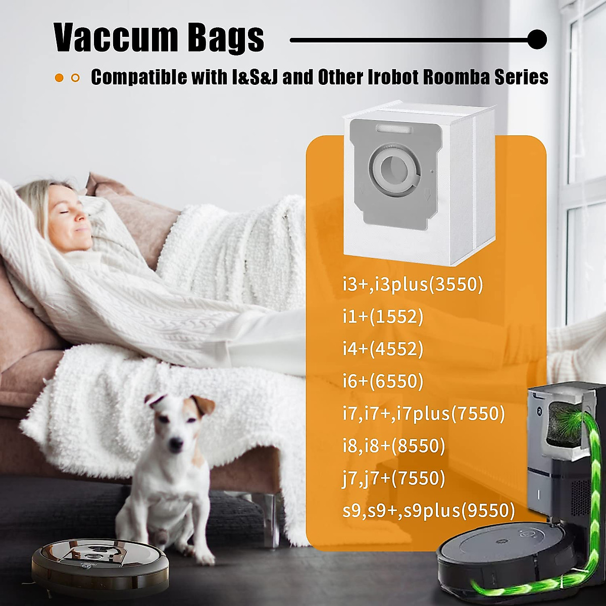 10 Pack Vacuum Bags Replacement parts for irobot Roomba, Compatible with All Roomba i & s & j Seriem Vacuum Cleaner, Clean Base i1 i1+ i3 i3+ i4 i4+ i6 i6+ i7 i7+ j7 j7+ i8 i8+ S9 S9+ Automatic Dirt