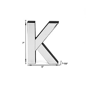 COLLECTIVE HOME - 7-inch Tall Mirrored Glass and Wood Decorative Letter, Home-Bedroom-Office Wall Décor. Perfect Fun Gift to Encourage Girls, Young Ladies & Teens. (K)