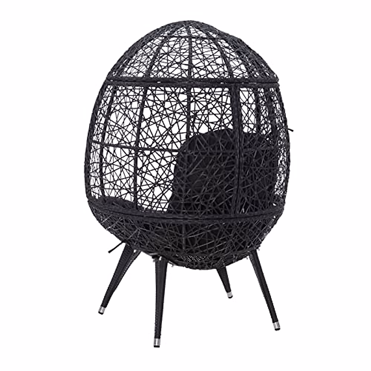Linon Cloyd Metal Indoor Outdoor Round Chair in Black