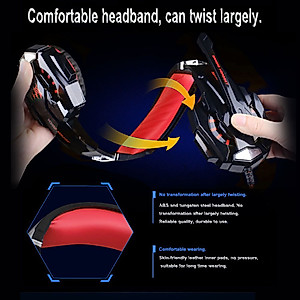 KOTION EACH G9000 Gaming Headset, 3.5mm LED Light Game Headset for PlayStation 4 PS4 with Microphone for Laptop, Tablets, Computers, iPhone and Smartphones (Blue in Black)