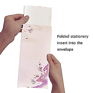 NUIBY 60 Pcs Stationery Paper and Envelopes Set (40 Stationary Paper + 20 Envelopes) Letter Set, Ink Painting Classic Vintage Antique Design