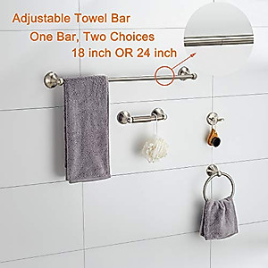 BGL Bathroom Accessory Set, Brushed Nickel Adjustable Expandable Towel Bar 4-Piece Bathroom Hardware Set Wall Mounted