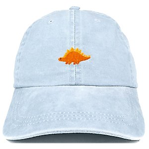 Trendy Apparel Shop Stegosaurus Dinosaur Patch Pigment Dyed Washed Baseball Cap - Light Blue