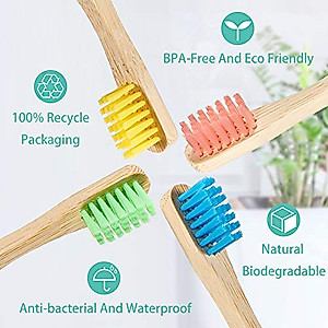 10 Pieces Kids Bamboo Toothbrush Natural Soft Bristle Toothbrush Wooden Toothbrushes Toddlers Adults Natural Wood Organic Toothbrush BPA-Free Color Travel(Kids)