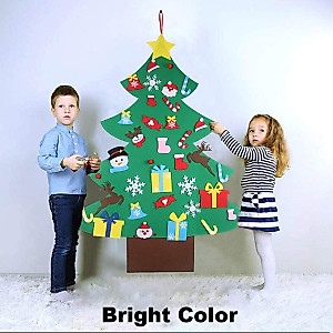 4FT DIY Felt Christmas Tree Set with 36pcs Ornaments - Wall Hanging Felt Xmas Tree for Kids Toddlers Christmas New Year Gift Decorations Party Supplier
