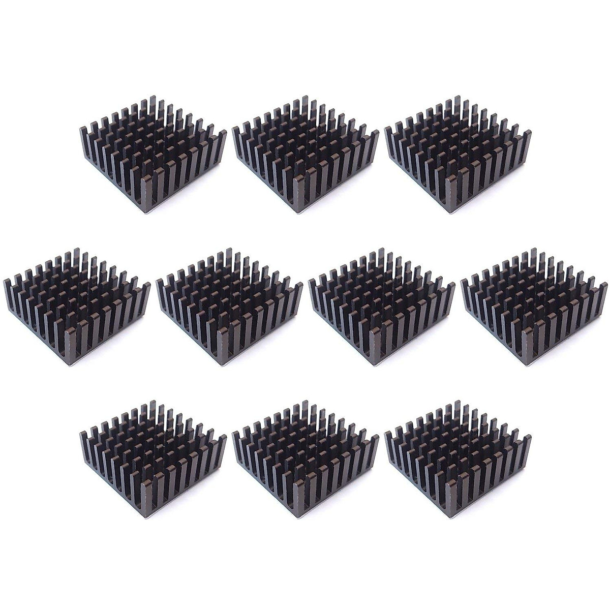 Easycargo 10pcs 25mm Heatsink Kit 25x25x10mm + 3M 8810 thermal conductive adhesive tape, cooler Aluminum Heat Sinks for cooling Raspberry Pi 4 GPU IC Chips LED (25mmx25mmx10mm)