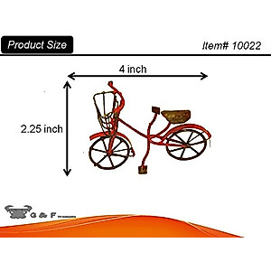 G & F Products 10022GR MiniGarden Fairy Garden Miniature Green Mini Bicycle Outdoor Statue, 3" Wide x 2" High