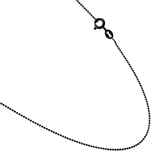 JOSCO 1mm Bead Chain. Black Rhodium Plated Over .925 Sterling Silver. 16,18,20,24,30,36 Inches (30)