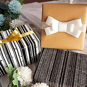 Wrapping Paper Roll(Mini Roll/3Roll),3 Different Gold Black Design Suitable for birthday, wedding gift packaging -17 inch X 120 inch Per roll