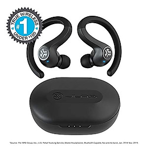 JLab JBuds Air Sport True Wireless Bluetooth Earbuds + Charging Case | Black | IP66 Sweat Resistance - Class 1 Bluetooth 5.0 Connection | 3 EQ Sound Settings JLab Signature, Balanced, Bass Boost