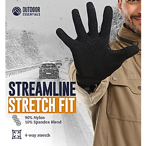 OutdoorEssentials Touch Screen Running Gloves - Cold Weather Black Gloves - Mens Winter Gloves, Gloves for Women Cold Weather