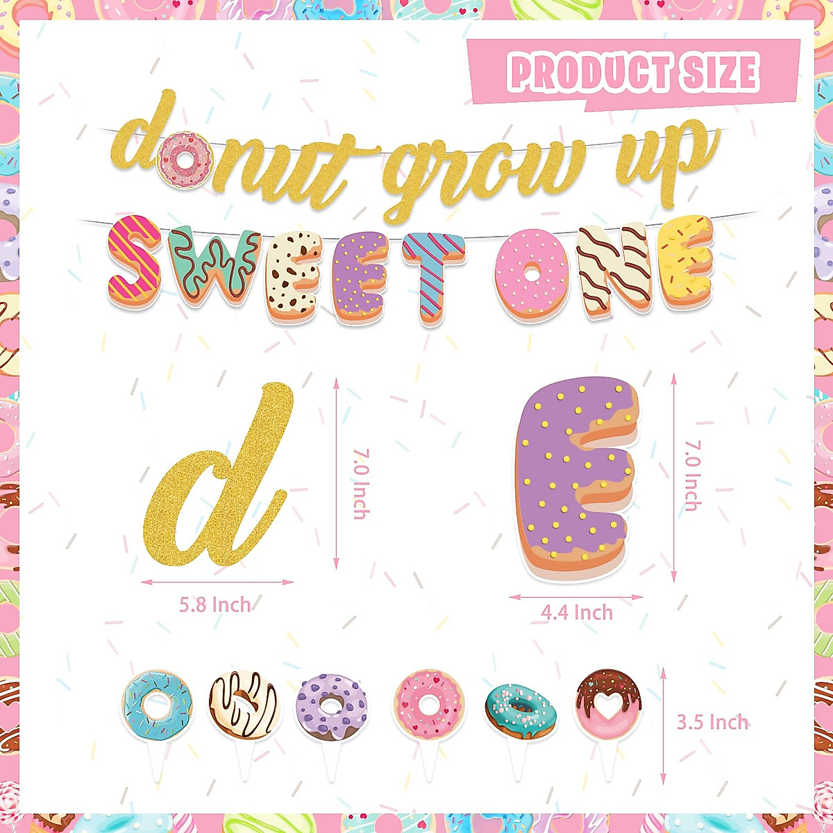 Sweet One Birthday Party Supplies for 2 Year Old Girl, 150 Pcs Donut Party Decorations for Girls Baby - Backdrop, Banner, Cake, Cupcake Toppers, Cupcakes Wrappers, Tablecloth