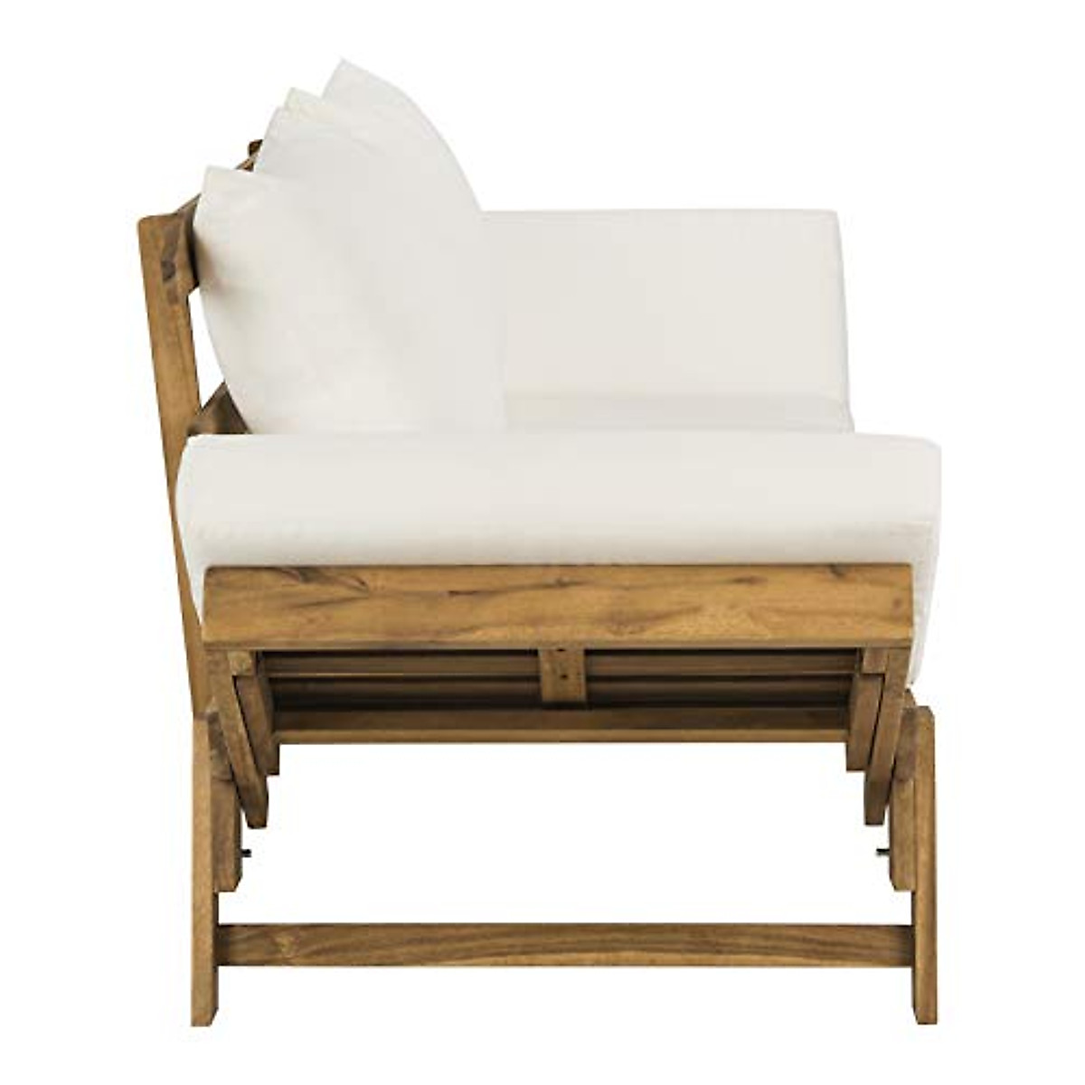 Safavieh PAT6745B Outdoor Collection Tandra Teak Modern Contemporary Daybed Day Bed, Natural/Beige