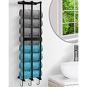 XIAPIA Racks Steel Holder for For Rolled Towel, Storage for Small Bathroom, Wall Mounted Shelves Organizer, 29.5x7.5x5.9 in