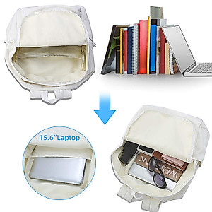 Zicac Unisex DIY Canvas Backpack Daypack Satchel Backpack (White, With Side Pocket)