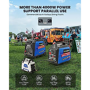 POXURIO Portable Inverter Generator, DK4000iSA, 4000W Gas Powered Generator, Super Quiet Generator, Eco-Mode/RV Ready/Lightweight/EPA Compliant/Carb for Outdoor Camping, Home, Dining Truck, Travel