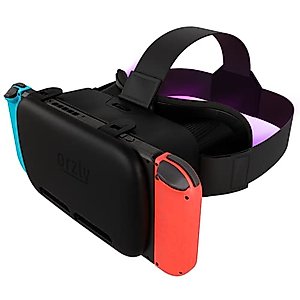 Orzly VR Headset Designed for Nintendo Switch & Switch OLED Console with Adjustable Lens for a Virtual Reality Gaming Experience and for Labo VR - Black - Gift Boxed Edition