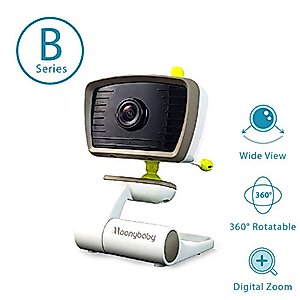 Moonybaby WideView 50 Baby Monitor with Camera and Audio, No WiFi, 5 Inches Large Display, Split Screen, Auto Night Vision, Zoom, Sound Activated, Temperature Alert, 2-Way Talk, Lullaby, 1000ft Range