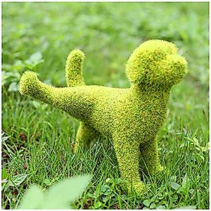 HOWFIELD Garden Statues and Figurines Outdoors - Naughty Peeing Puppy Figurines, Grass Green Dog Outdoor Statues, Outdoor Decorations for Patio