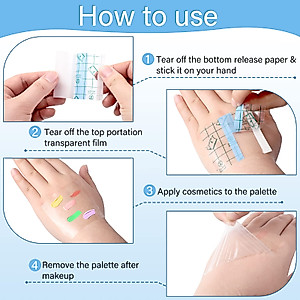 200 Pieces Makeup Hand Palette Single Use Makeup Mixing Palette Disposable Foundation Mixing Tray Adhesive Artist Cosmetic Makeup Palette Waterproof Makeup Tape for Women Girl Supplies, 2.4 x 2.4 Inch