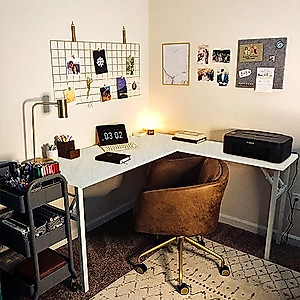 Kaboon Universal Tabletop 47.25"x30", Solid One-Piece Melamine Table Top, Double Desk L-Desk DIY, Home and Office,Sea Salt/White