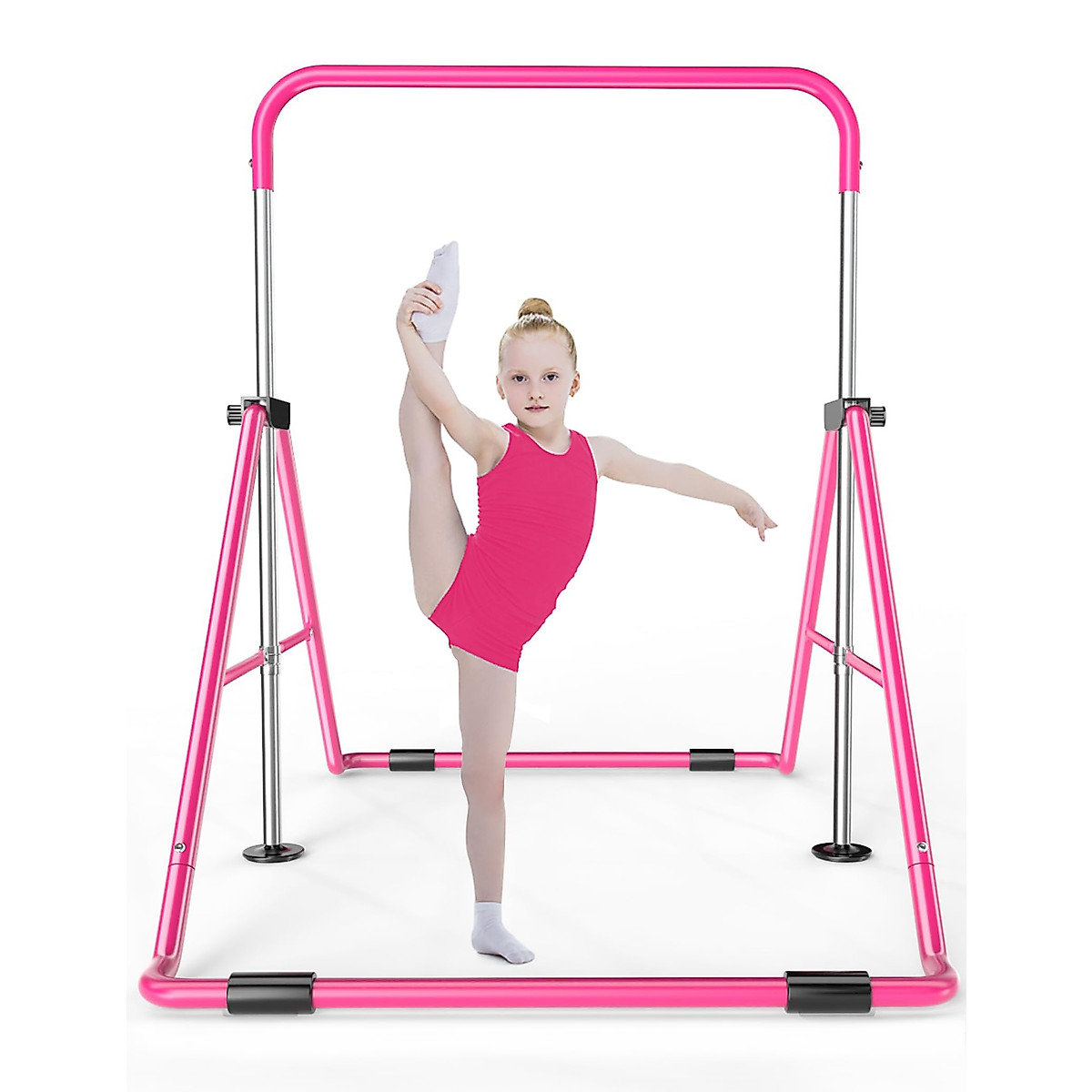 Safly Fun Gymnastics Bar for Kids, Adjustable Height Horizontal Bar Foldable Gymnastic Junior Training Bar Kip Bar for Home Using Gymnastics Equipment Indoor