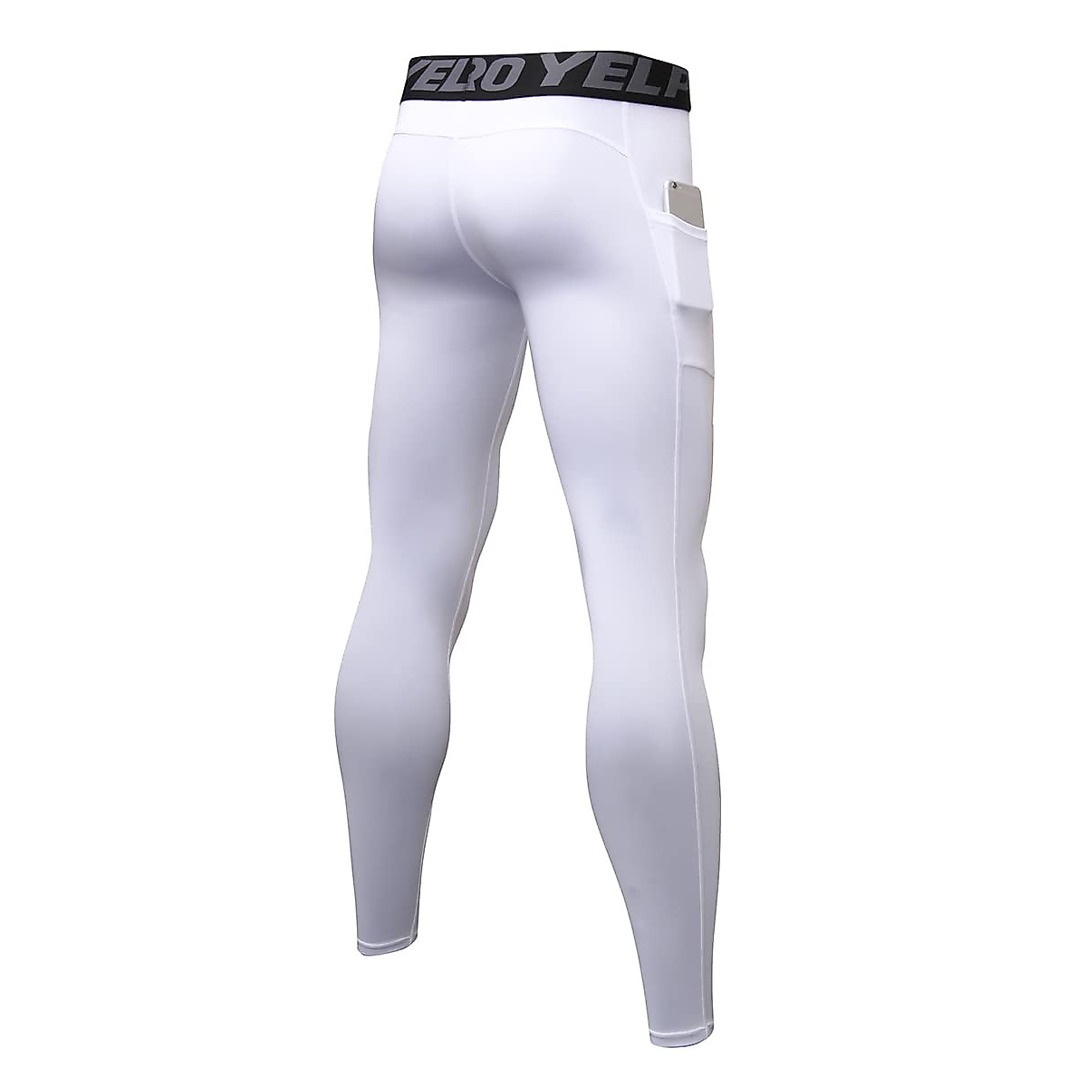 WRAGCFM Men's Compression Pants Workout Athletic Gym Leggings with Pockets Sports Yoga Running Baselayer Tights(White,XL)