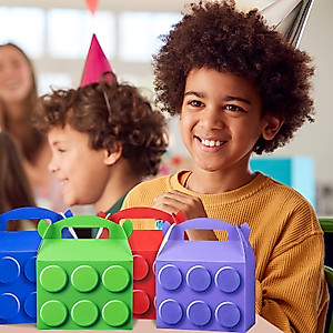 DMIGHT Party Favor Boxes Theme Birthday Goodie Boxes Candy Gift Bags Barnyard Candy Treat Boxes for Kids Baby Shower Birthday Party Supplies (Building Block)