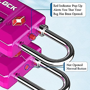 TSA Approved Travel Luggage Locks, Open Alert Combination Lock for School Office & Gym Locker,Toolbox, Pelican Case,Easy Read Dials- 1, 2 & 4 Pack (1, Pink 1 Pack)