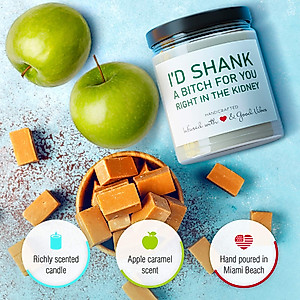 Friend Gifts for Women- Mint Sugar Soy Wax Funny Candles for Birthday Gifts for Friends Female- Hand Poured in The USA - 9 oz - Apple Caramel Scent, Cotton Wick, Cute Christmas Friendship Gifts Ideas