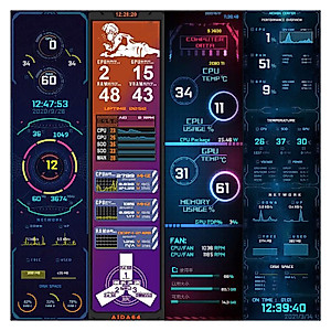 PC Sensor Panel Display Temperature Monitor, 8.8in USB Mini Screen, AIDA64 PC CPU GPU Data Monitor for Win RPi Linux, PC Temperature Display for PC ARGB Computer Case