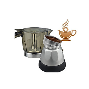 Bene Casa Espresso Coffe Maker, 6 Cup,Electric Maker Portable Cafetera Electrica| Trasparent Carefa, De 6 Tasas, Para Cafe' Espresso,Baso Trasparente.