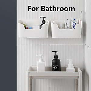 Bawuie Adhesive Cabinet Door Organizer, Lid Organizer for Food Storage Container Lid, Wall Mounted Over Pantry Door Organizer Bin Holder Caddy for Plastic Lid Kitchen Bathroom, White, 2 Pack