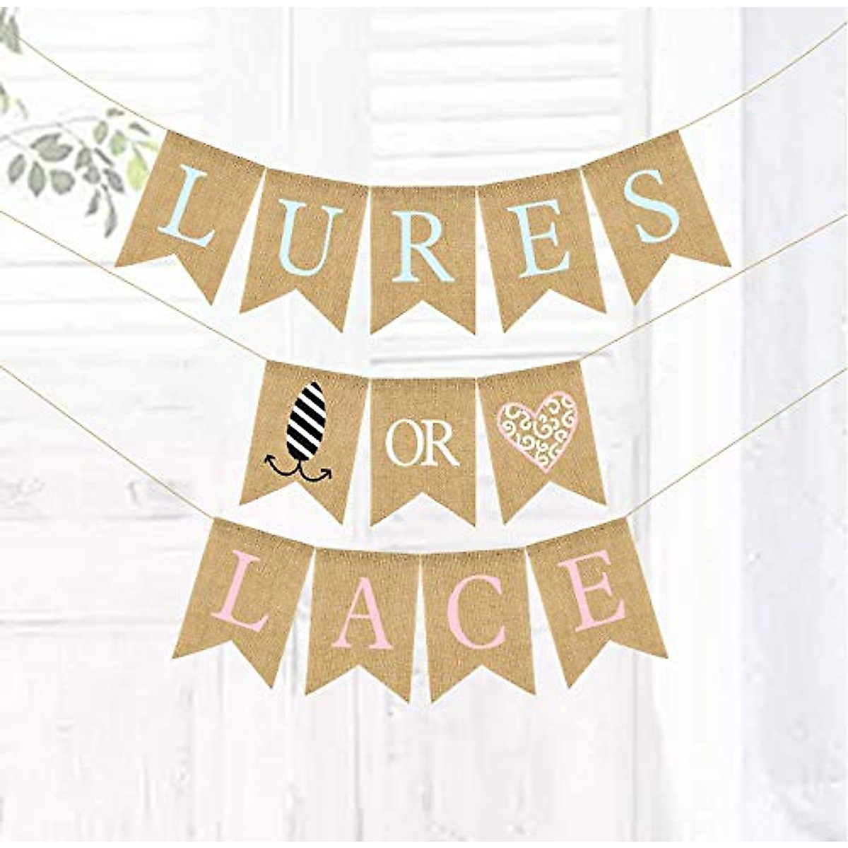 Baby Shower Banner Lures OR LACE Banner Burlap Banner for Baby Shower Party Garland Photo Booth Props Decoration Favor