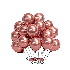 Metallic Rose Gold 5 inch 50pcs Pink Gold Latex Party Balloon Chrome Balloons for Wedding Engagement Anniversary Birthday Party Decorations