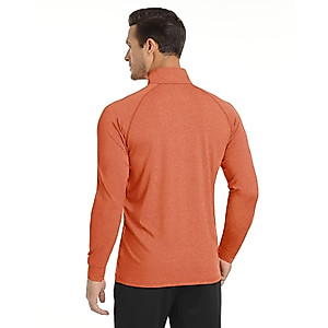 Boladeci Moisture Wicking Shirts for Men UPF 50+ UV Protection Long Sleeve Sun Protection Shirts Orange SPF Dry Fit Sun Shirts Rash Guard Golf Tops