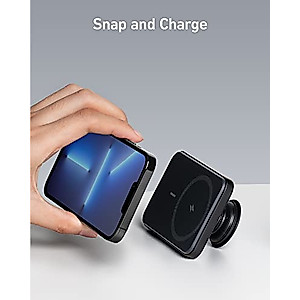 Anker 622 Magnetic Battery (MagGo with PopSockets Grip), 5,000mAh Wireless Portable Charger with Swappable PopGrip and Stand, USB-C for iPhone 14/13/12 Series (Black)