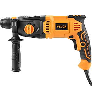 VEVOR 1 Inch SDS-Plus Rotary Hammer Drill, 8 Amp Corded Drills, Heavy Duty Chipping Hammers w/Safety Clutch, Electric Demolition Hammers, Taladro Rotomartillo, Power Tool For Concrete