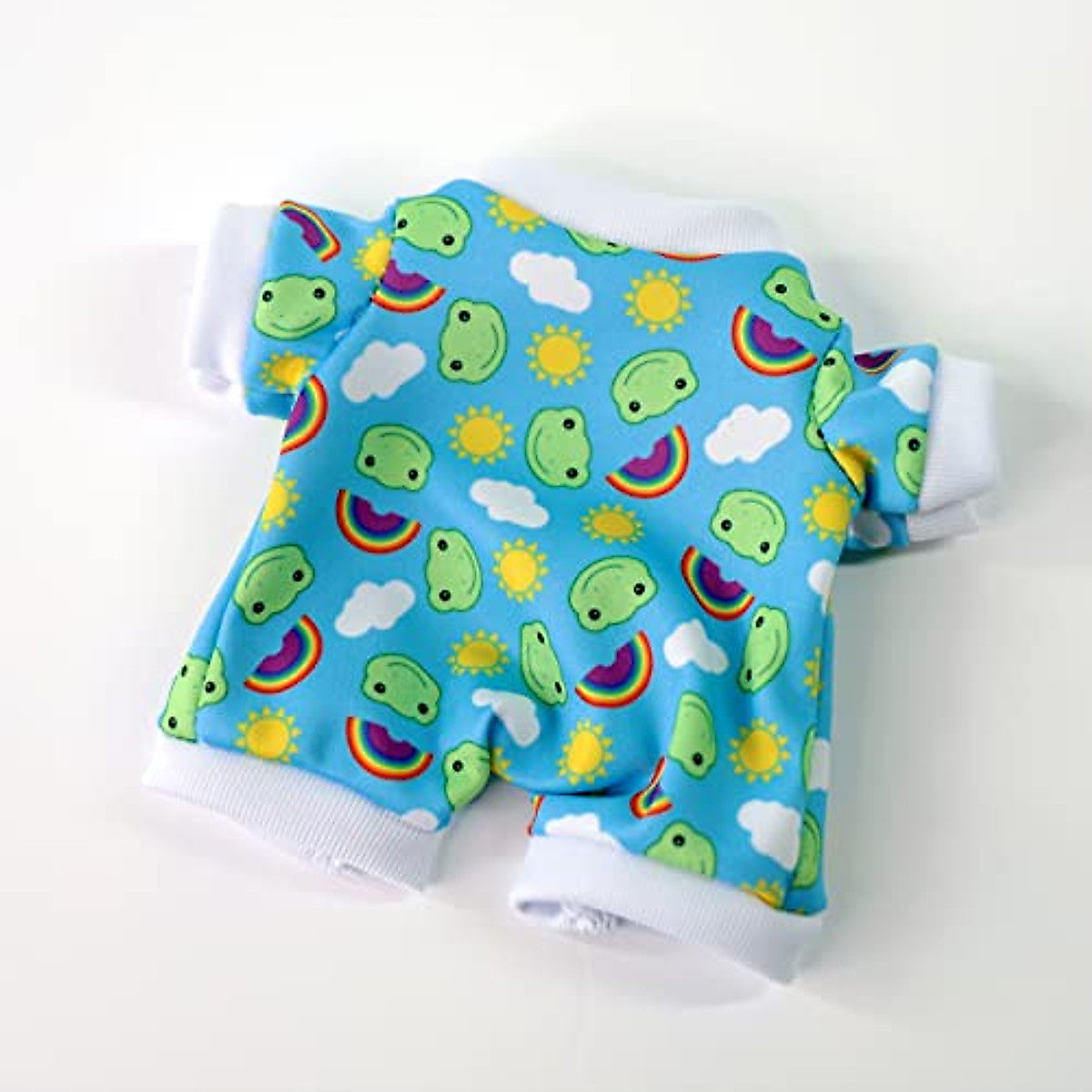 Furvana 9-Inch Cute Frog Plush , Soft Stuffed Animal Plush Toy , Kawaii Doll , Green Plushie with Cloths Toy Gift for Kids Children (Baby Jumpsuit)