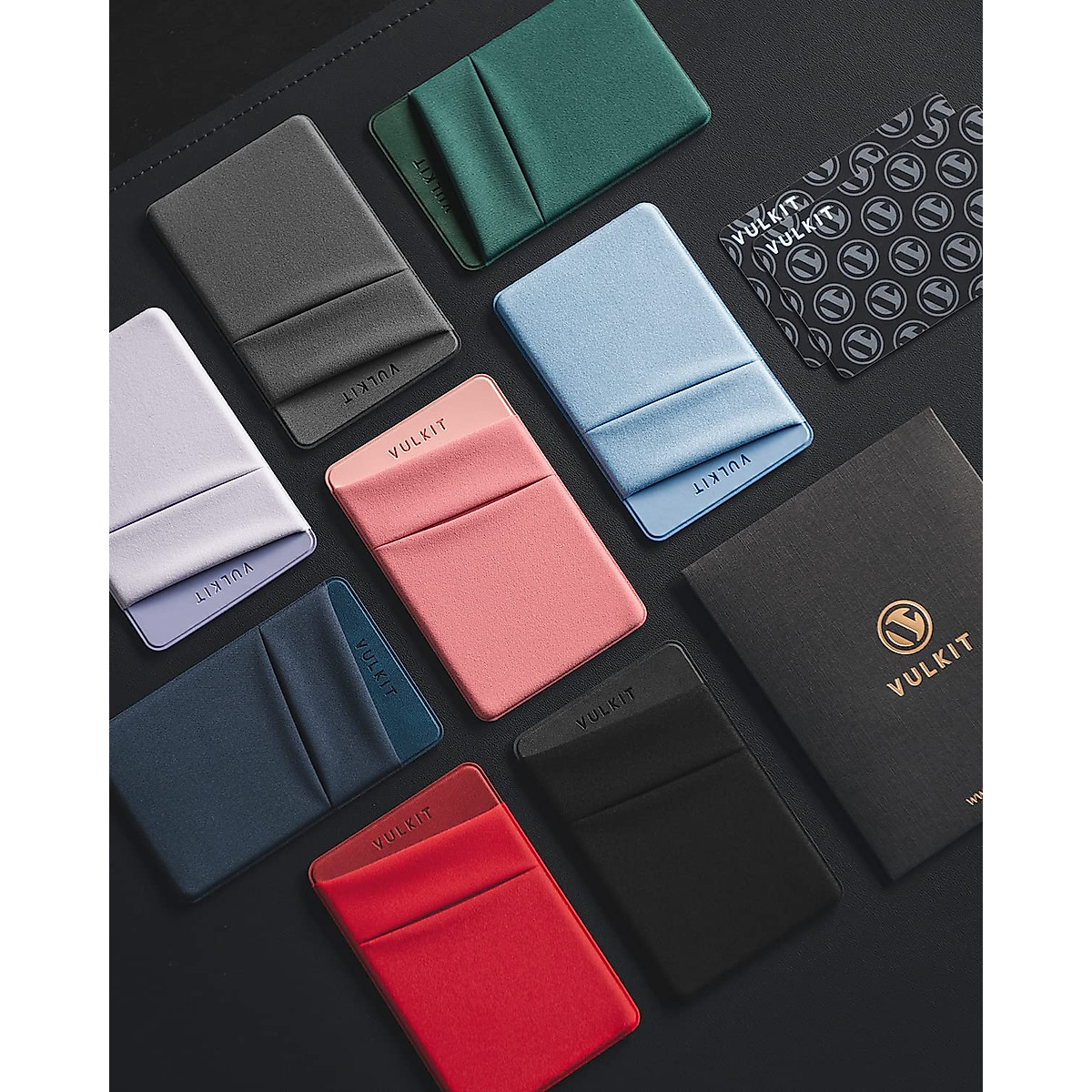 VULKIT Phone Card Holder Slim Elastic Adhesive Phone Wallet Credit Card Sleeves Sticker for Back of Smartphone(Lilac)