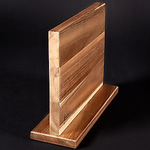 SENKEN Natural Acacia Hardwood Magnetic Knife Block - Double Sided Ultra Strong Neodymium Magnets - Knife Holder for 12+ Knives and Scissors