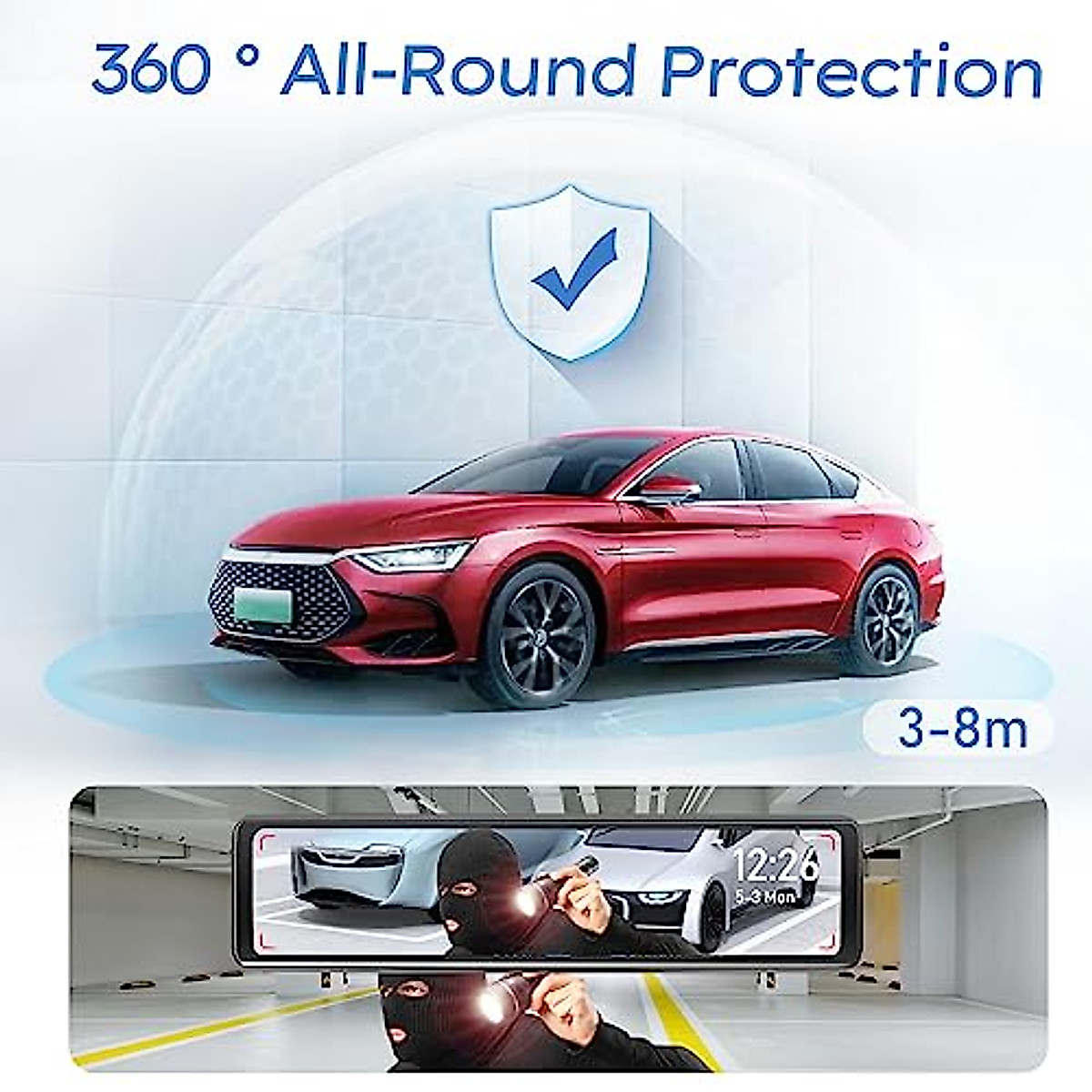 Dash Cam Hardwire Kit USB C Microwave Radar Sensing Dashcam Hardwiring Kit 12V-24V to 5V/3A Dash Camera Adapter Hardwire Charger Cable 11.5ft (Type C USB)