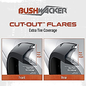 Bushwacker Jeep Cutout Pocket/Rivet Style Rear Fender Flares | 2-Piece Set, Black, Textured Finish | 10060-07 | Fits 1956-1986 Jeep CJ5, CJ5A, CJ6, CJ6A, CJ7, Willys