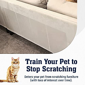 Stelucca Amazing Shields Cat Scratch Furniture Protector - Pack of 6, Adhesive Clear 17x12 in Cat Training Couch Protector - Plastic, Anti Scratching Sticky Tape Cat Repellent Mat - Scratching Post